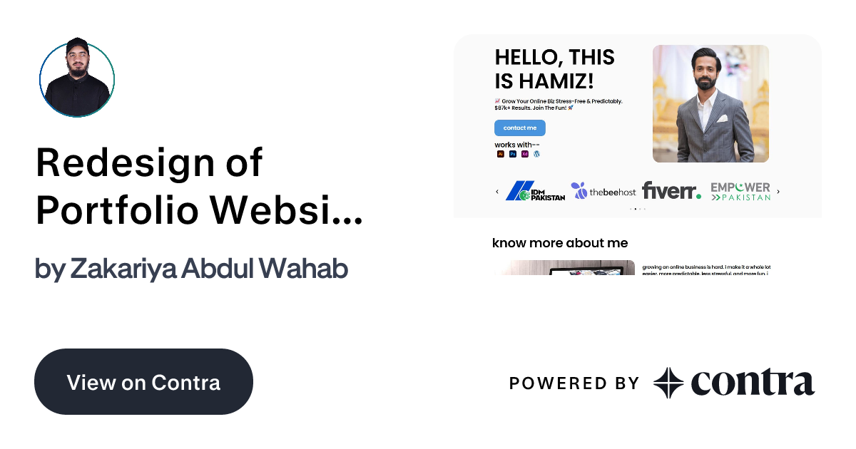 Redesign of Portfolio Website with WordPress and Elementor by Zakariya Abdul Wahab