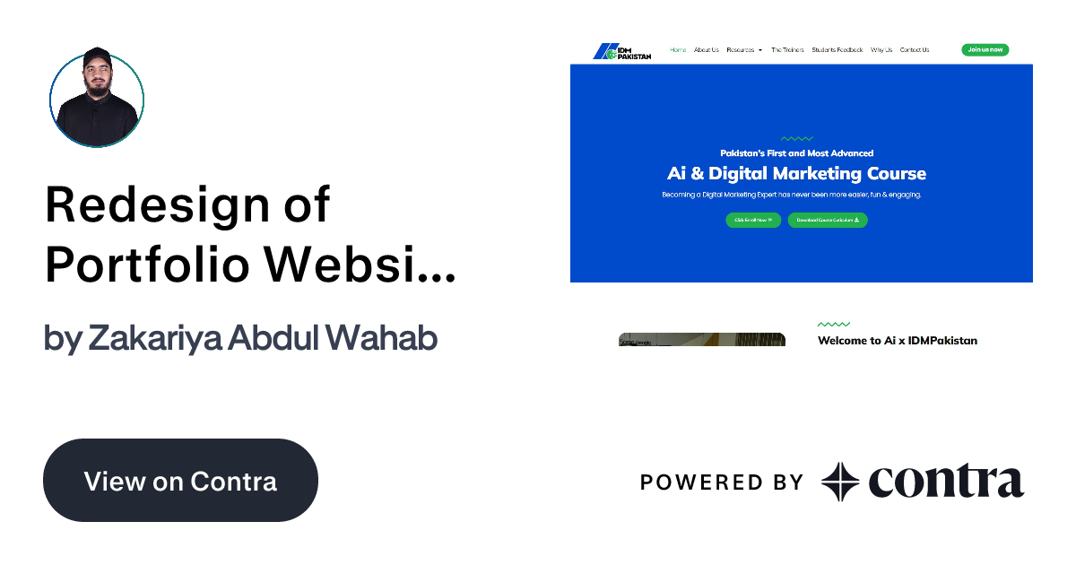 Redesign of Portfolio Website with WordPress and Elementor by Zakariya Abdul Wahab