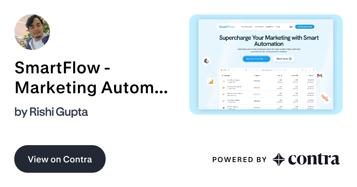 SmartFlow - Marketing Automation Landing page by Rishi Gupta