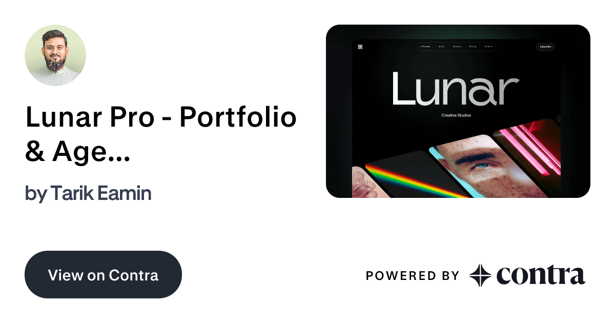 Lunar Pro - Portfolio & Agency Website Template by Tarik Eamin