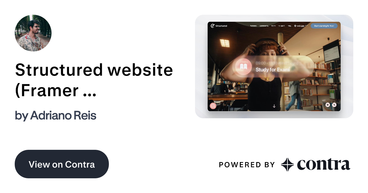 Structured website (Framer development) by Adriano Reis
