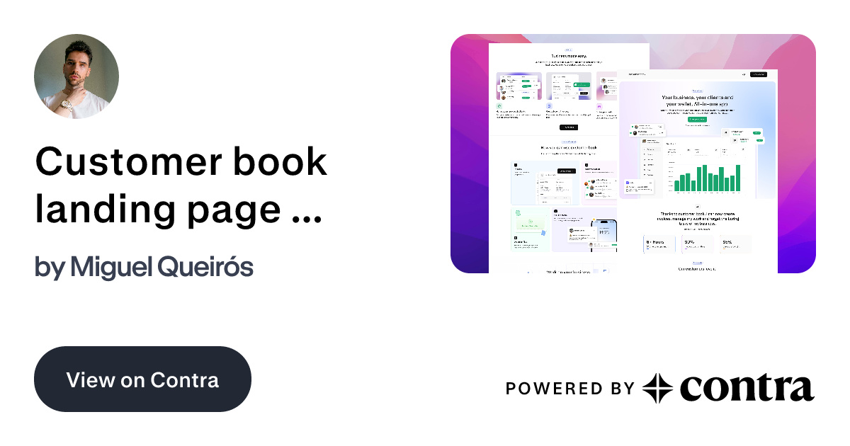 Customer book landing page design by Miguel Queirós