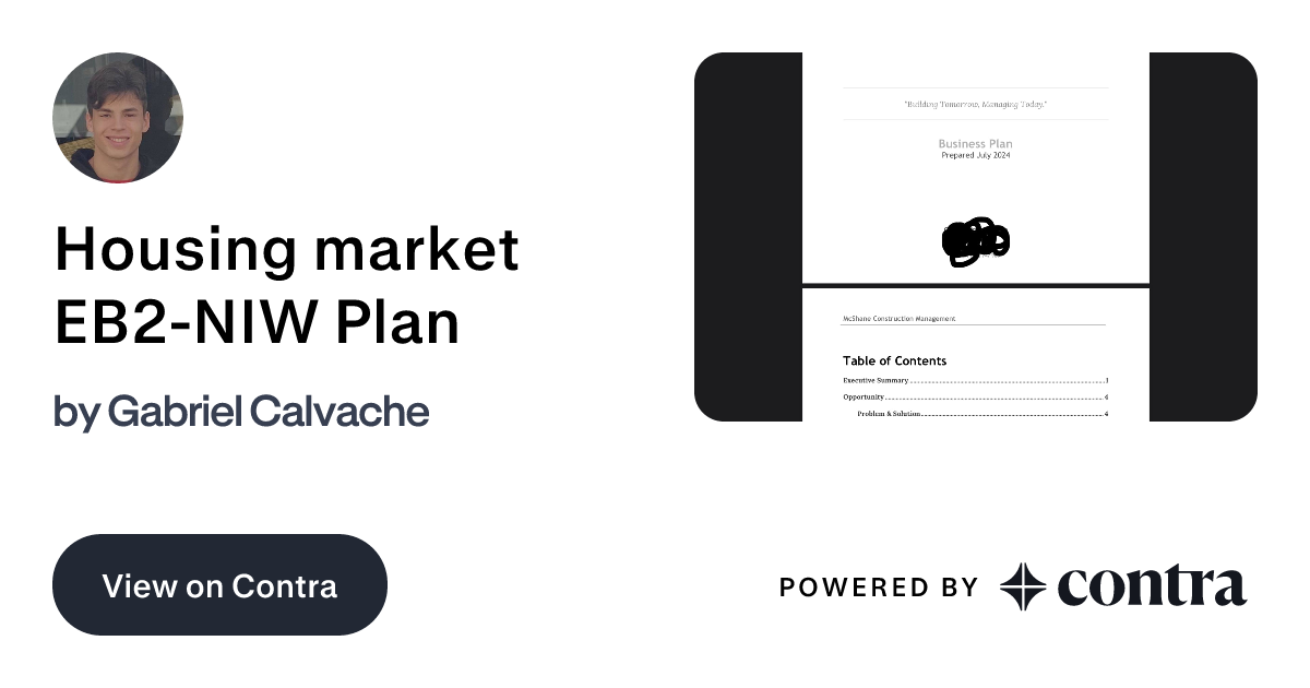 Housing market EB2-NIW Plan by Gabriel Calvache