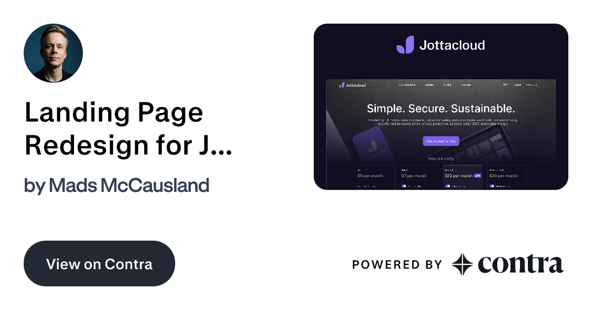 Landing Page Redesign for Jottacloud by Mads McCausland