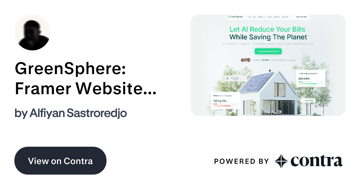 GreenSphere: Framer Website, Dashboard, Motion, and Branding. by Alfiyan Sastroredjo