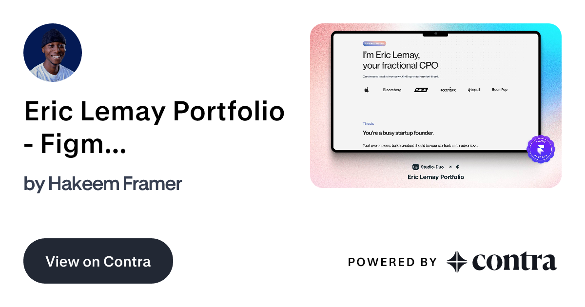 Eric Lemay Portfolio - Figma to Framer Development by Hakeem Framer