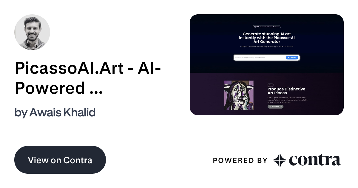 PicassoAI.Art - AI-Powered Digital Art Generator by Awais Khalid