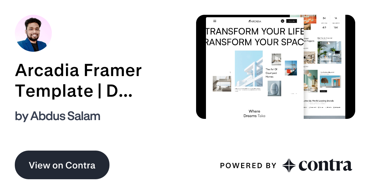 Arcadia Framer Template | Design & Development by Abdus Salam