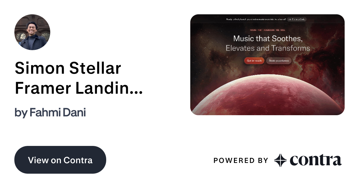 Simon Stellar Framer Landing Page by Fahmi Dani