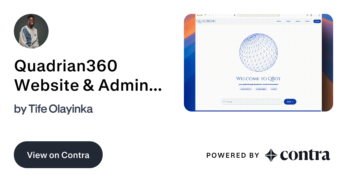 Quadrian360 Website & Admin Panel – Bubble + Figma by Tife Olayinka