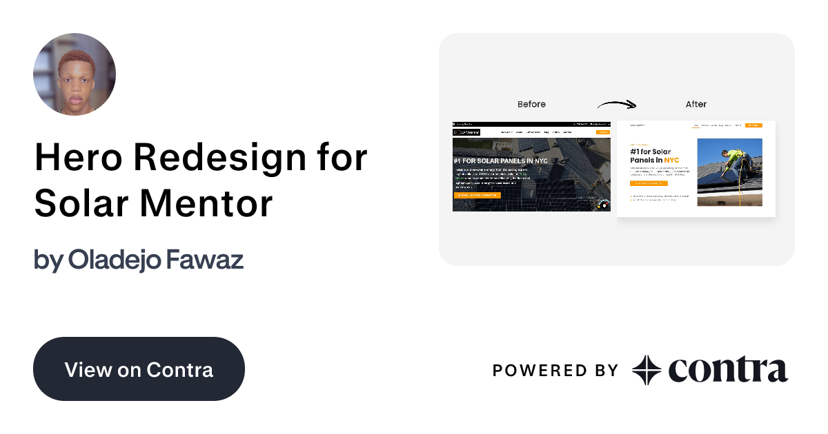 Hero Redesign for Solar Mentor by Oladejo Fawaz