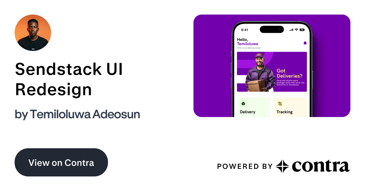 Sendstack UI Redesign by Temiloluwa Adeosun