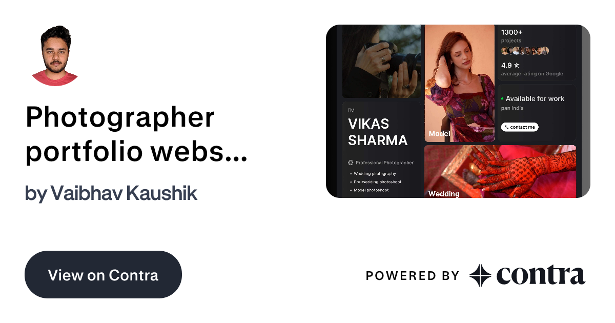 Photographer portfolio website Bento Grid UI by Vaibhav Kaushik