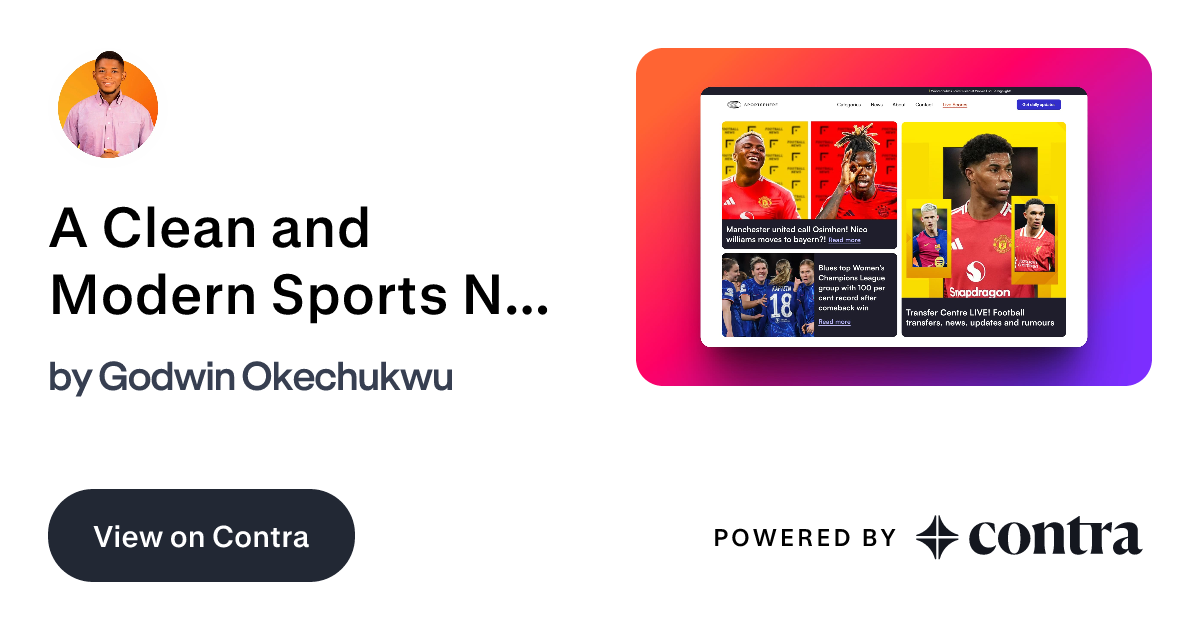 A Clean and Modern Sports News Website by Godwin Okechukwu