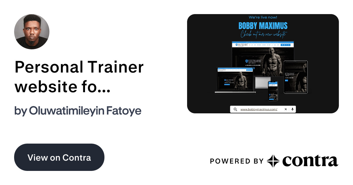 Personal Trainer website for Bobby Maximus by Oluwatimileyin Fatoye