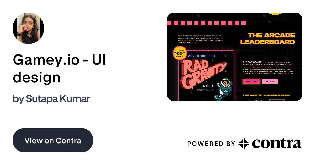 Gamey.io - UI design by Sutapa Kumar