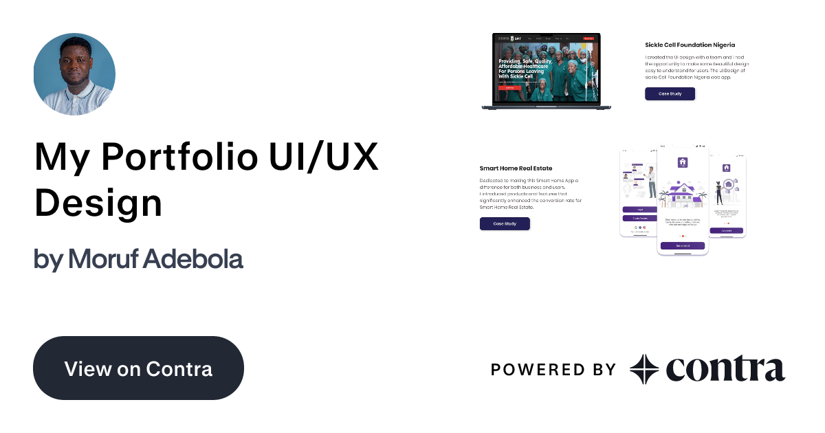 My Portfolio UI/UX Design by Moruf Adebola
