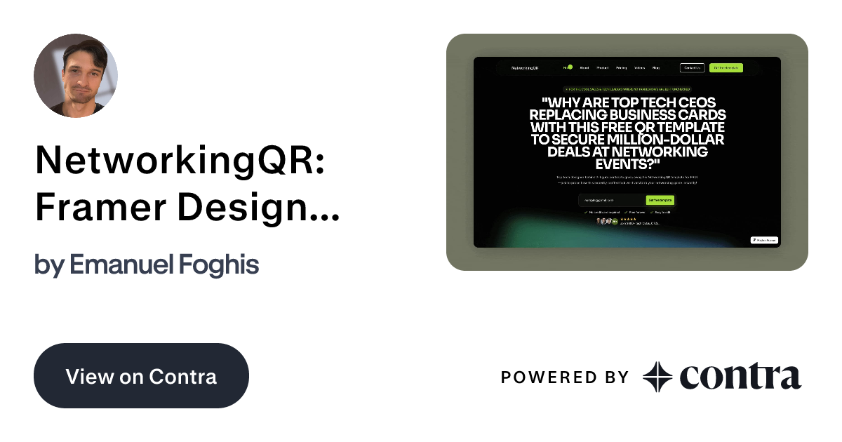 NetworkingQR: Framer Design & Development by Emanuel Foghis