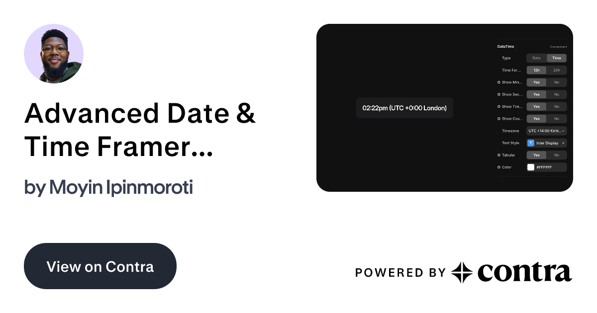 Advanced Date & Time Framer Code Component by Moyin Ipinmoroti