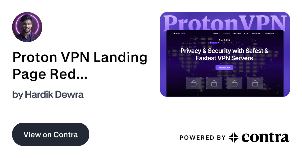 Proton VPN Landing Page Redesigned! by Hardik Dewra