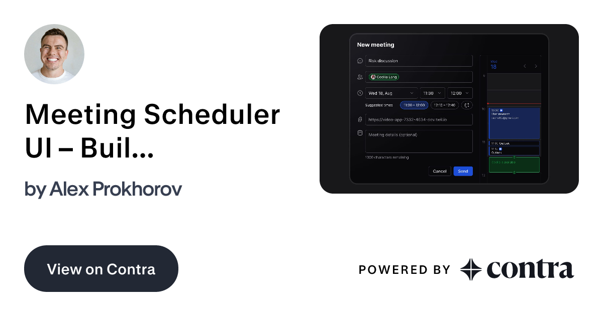 Meeting Scheduler UI – Built with Shadcn/UI by Alex Prokhorov