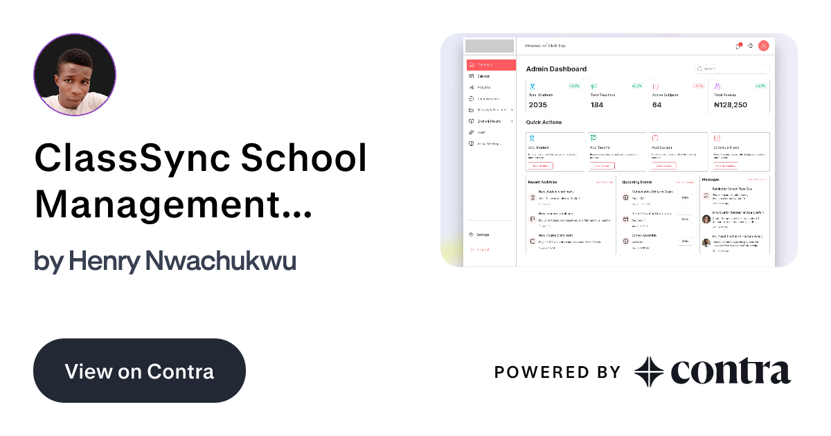 ClassSync School Management Dashboard Design - UIUX by Henry Nwachukwu