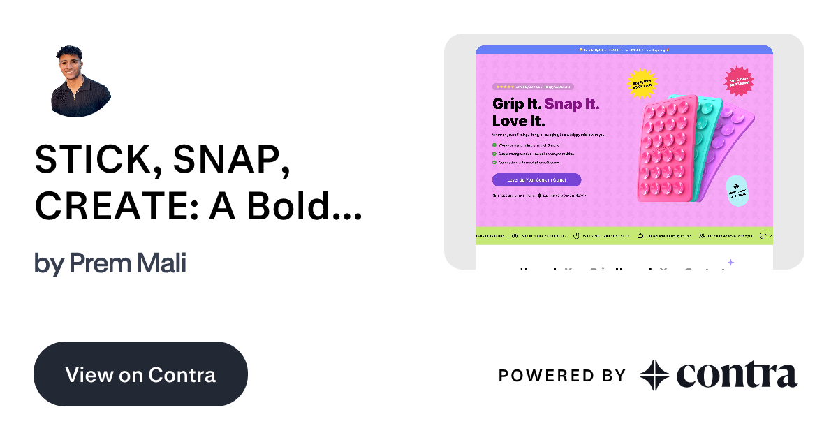 STICK, SNAP, CREATE: A Bold Landing Page for a Viral Grip Toy by Prem Mali