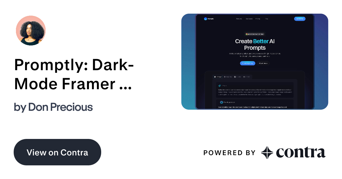 Promptly: Dark-Mode Framer Template for SaaS by Don Precious