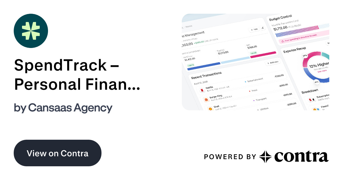 SpendTrack – Personal Finance Dashboard | Dashboard by Cansaas Agency