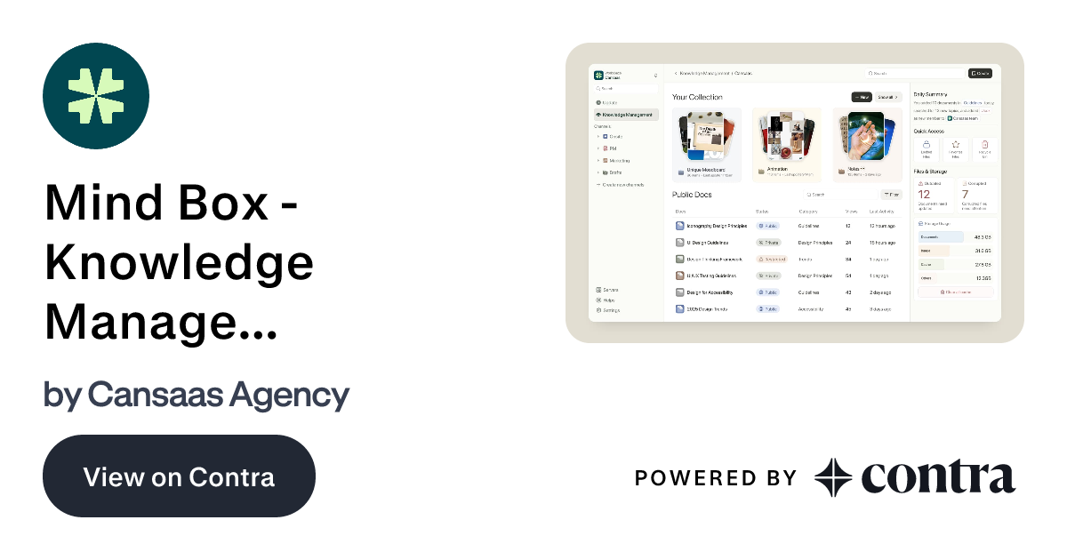 Mind Box - Knowledge Management Dashboard | Dashboard by Cansaas Agency