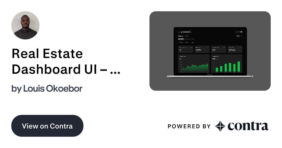 Real Estate Dashboard UI – Dark Mode by Louis Okoebor