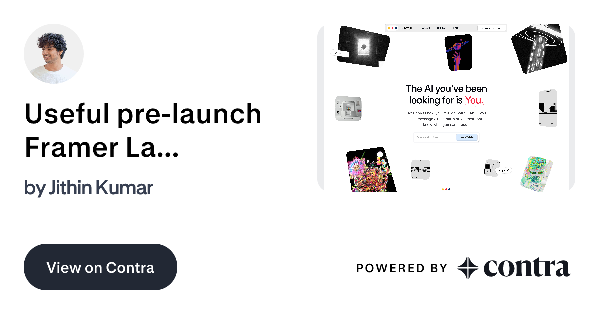 Useful pre-launch Framer Landing Page by Jithin Kumar