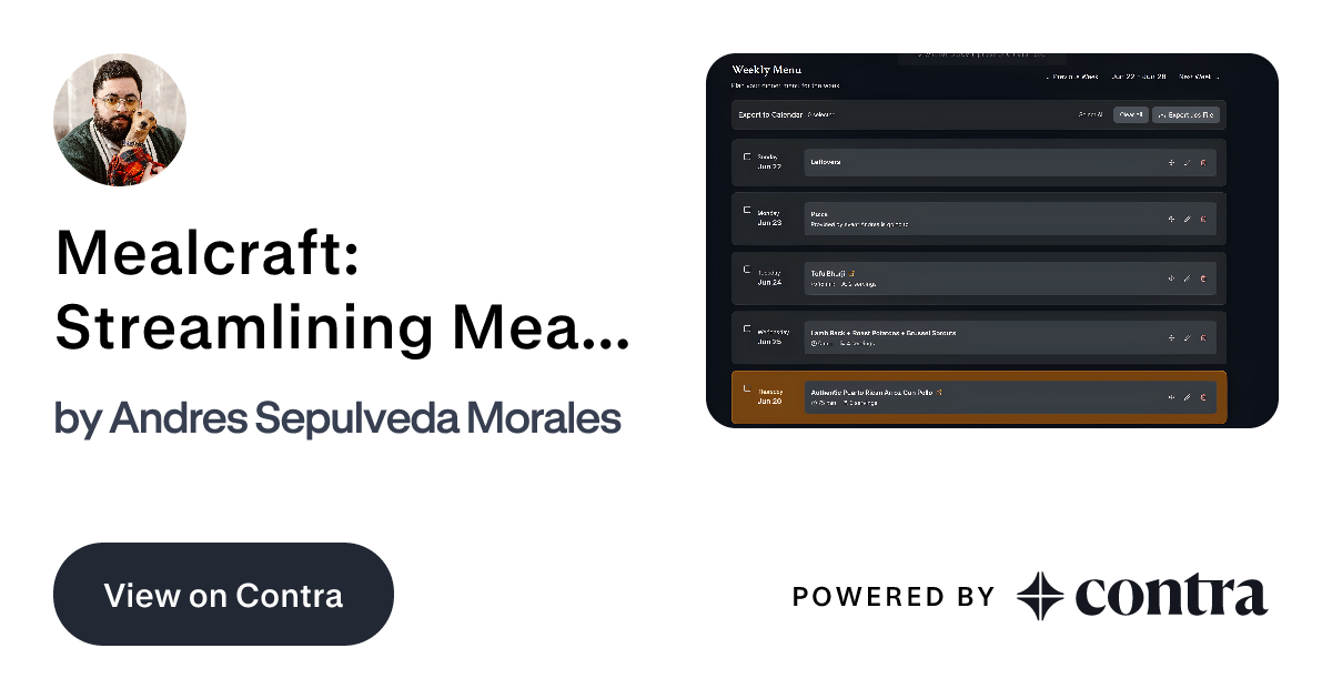 Mealcraft: Streamlining Meal Planning with React and TypeScript by Andres Sepulveda Morales