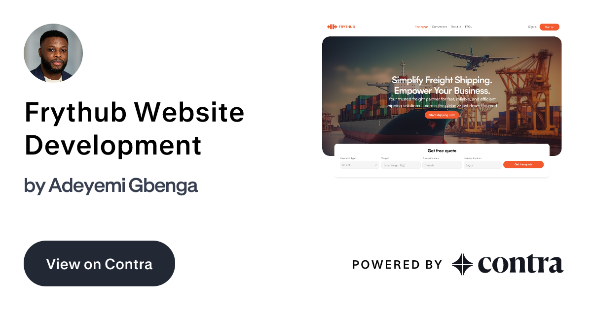 Frythub Website Development by Adeyemi Gbenga