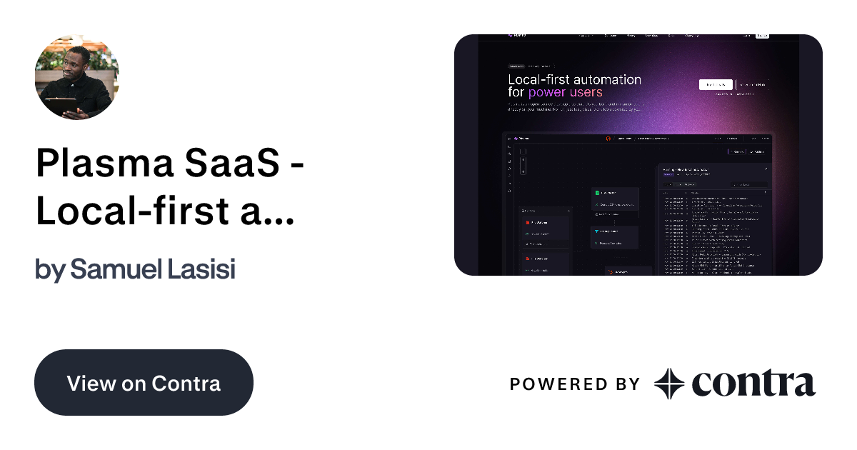 Plasma SaaS - Local-first automation - UX/UI Design by Samuel Lasisi
