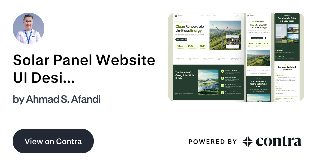 Solar Panel Website UI Design Figma & Webflow by Ahmad S. Afandi