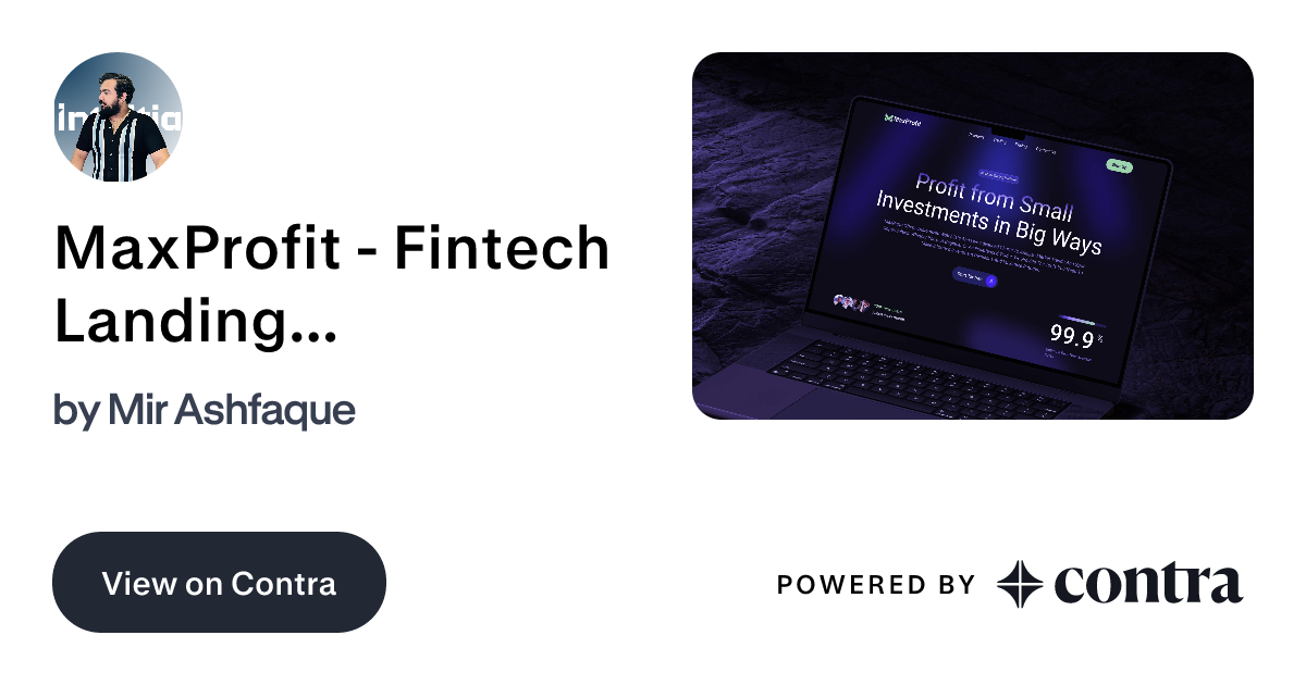 MaxProfit - Fintech Landing Page Design by Mir Ashfaque