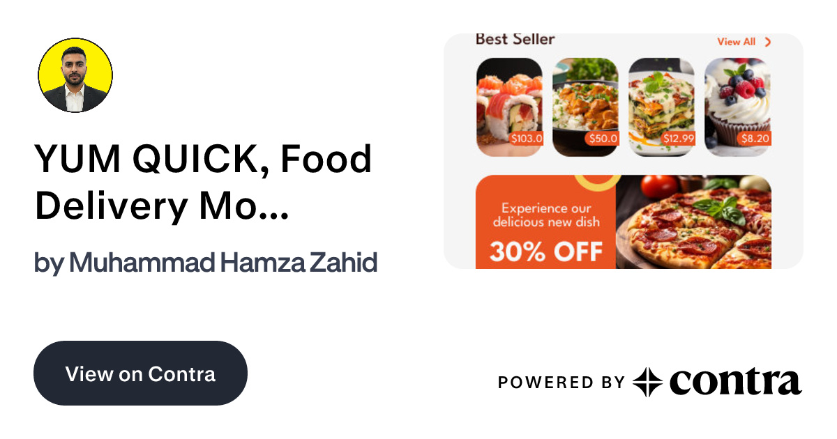 YUM QUICK, Food Delivery Mobile App Design by Muhammad Hamza Zahid