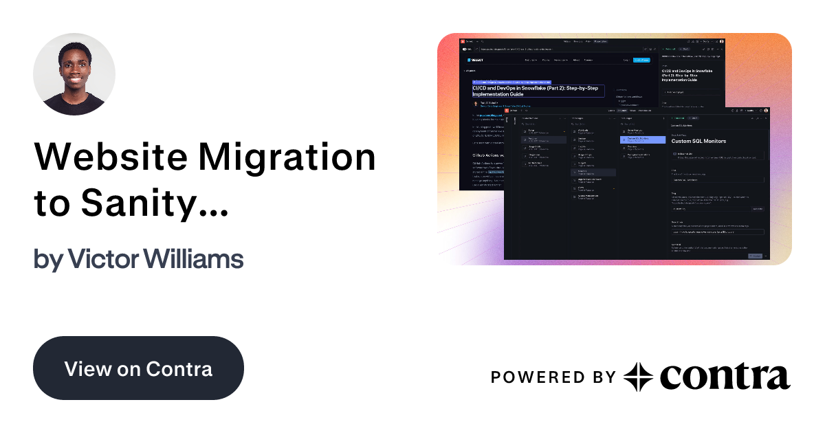 Website Migration to Sanity CMS for SELECT by Victor Williams