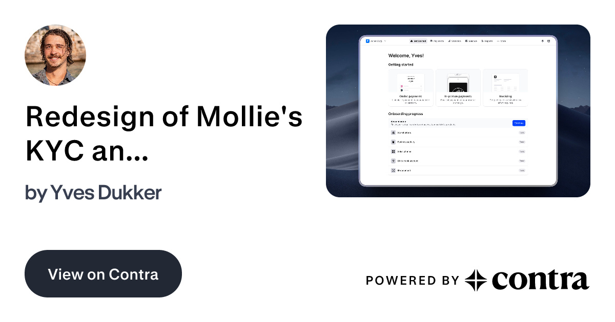 Redesign of Mollie's KYC and API Integration by Yves Dukker