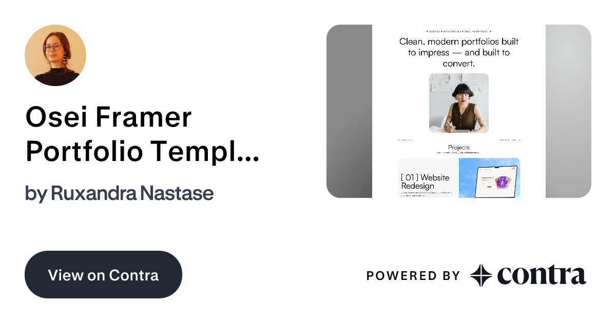 Osei Framer Portfolio Template Design by Ruxandra Nastase