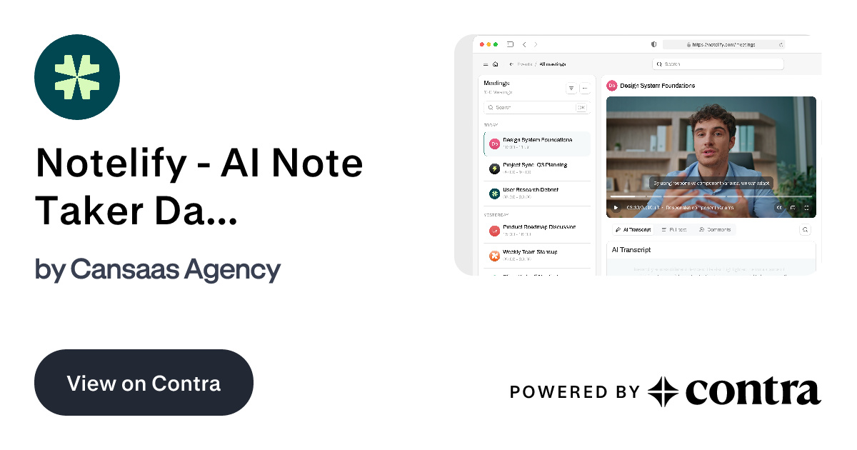 Notelify - AI Note Taker Dashboard by Cansaas Agency