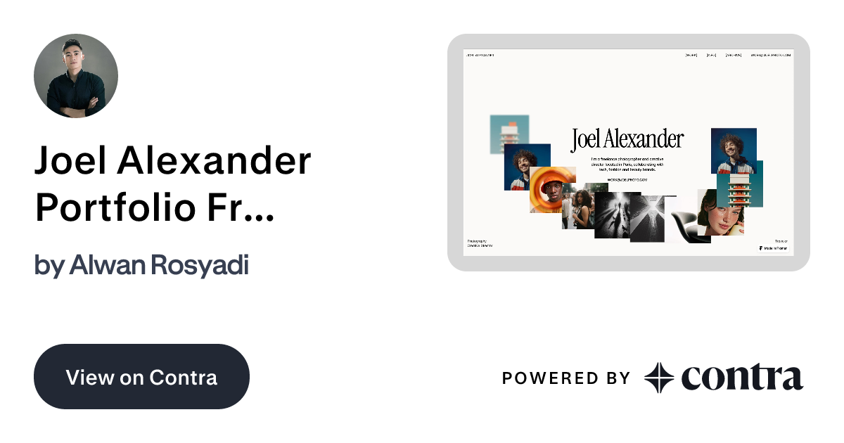 Joel Alexander Portfolio Framer Template Design by Alwan Rosyadi