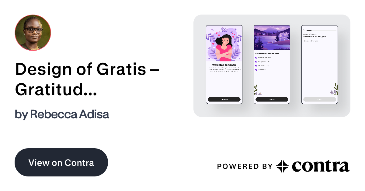 Design of Gratis – Gratitude & Journal App by Rebecca Adisa