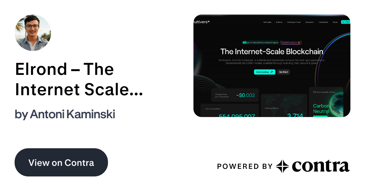 Elrond – The Internet Scale Blockchain by Antoni Kaminski