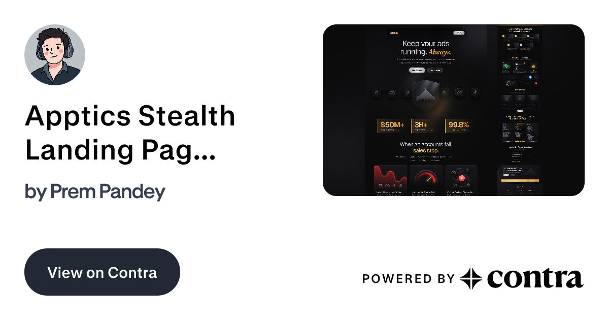 Apptics Stealth Landing Page and Brand Identity by Prem Pandey