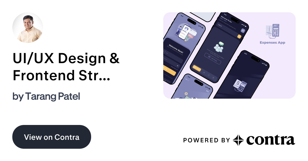 UI/UX Design & Frontend Structure for Personal Finance App by Tarang Patel