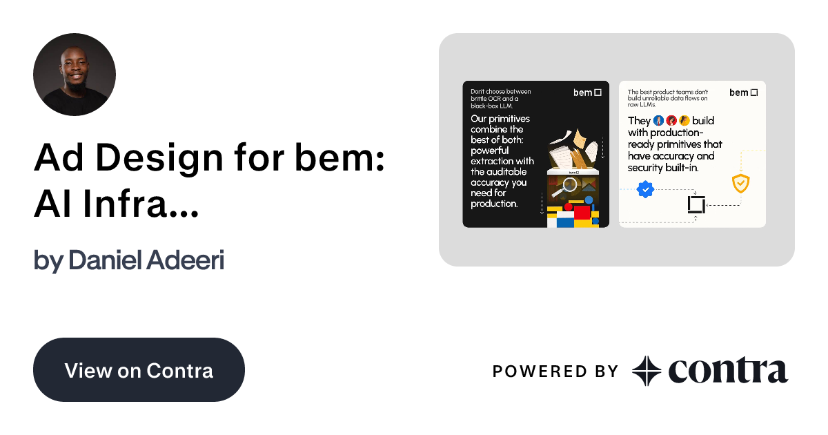 Ad Design for bem: AI Infrastructure for Critical Operations by Daniel ...