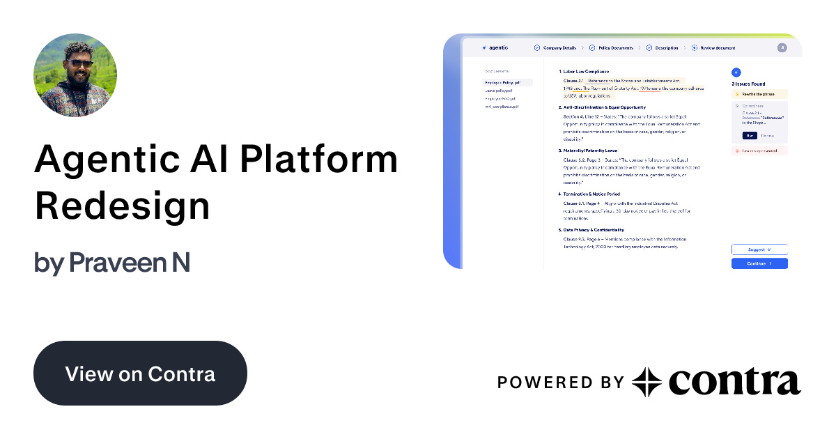 Agentic AI Platform Redesign by Praveen N