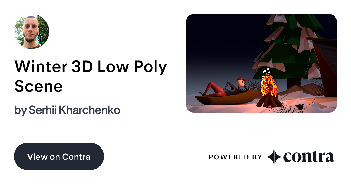 Winter 3D Low Poly Scene by Serhii Kharchenko